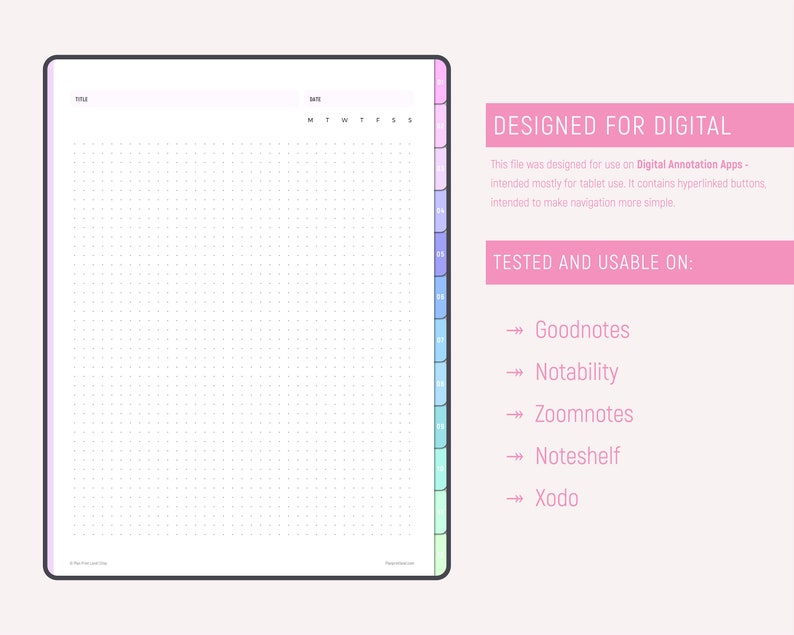 Digital Dot Grid Notebook, Dotted Note Book for Goodnotes, Notability ...