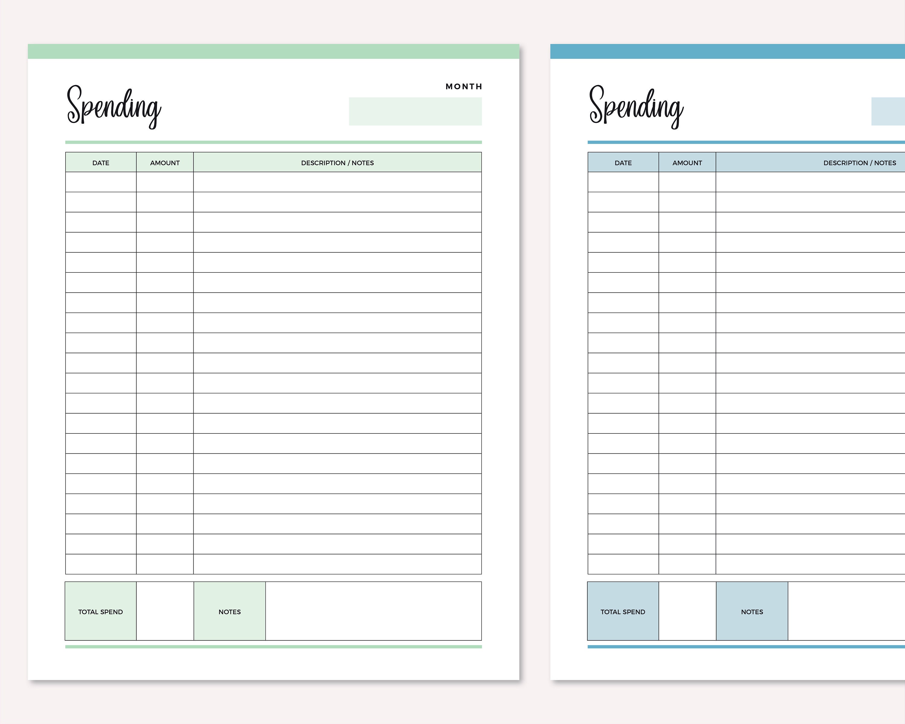 Printable Spending Tracker, Expense Tracker, Spending Sheet, Purchase ...