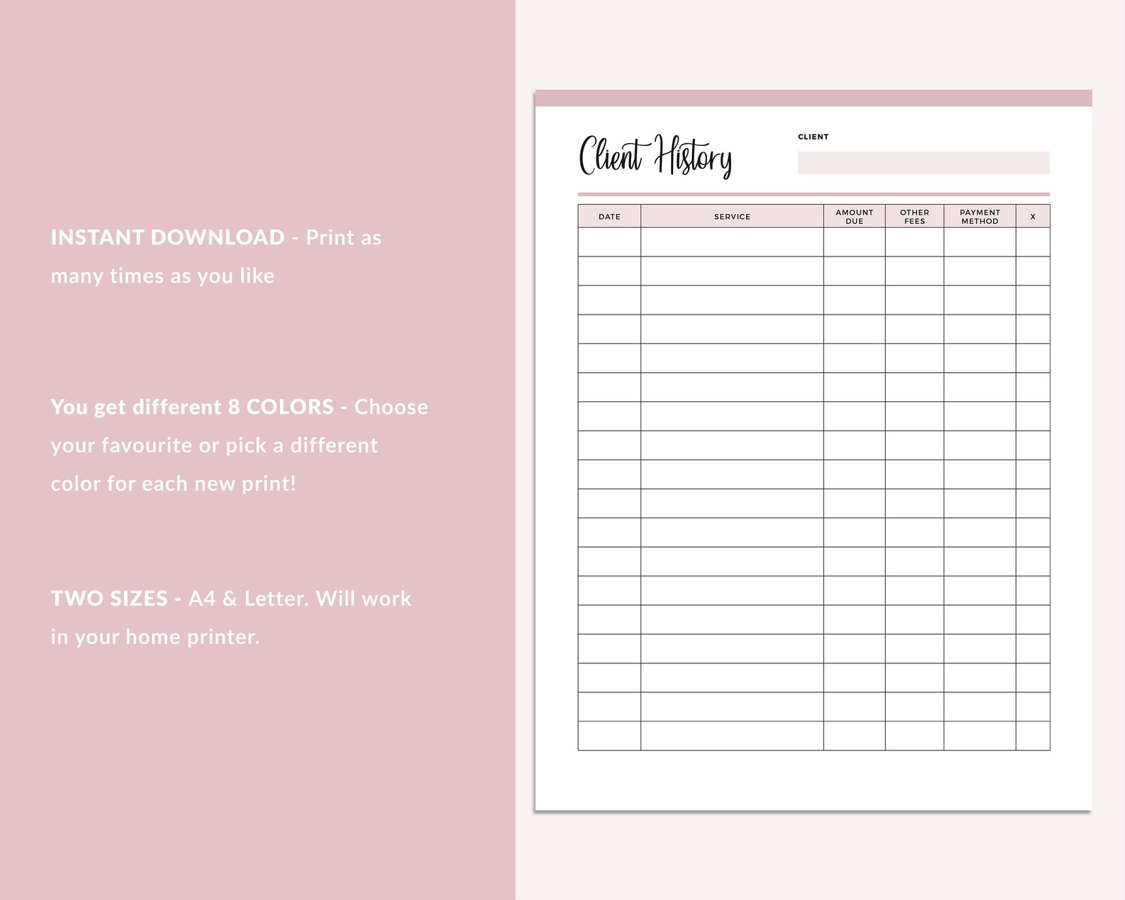 Printable Client Book, Client Payment Log, Business Payment Tracker ...