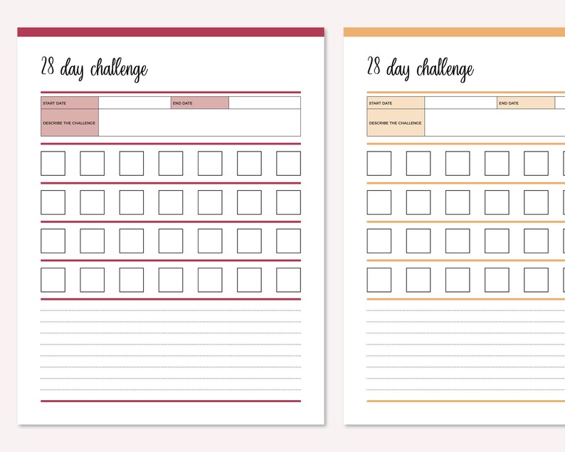 Printable 28 Day Challenge, 4 Week Challenge, Habit Tracker, Healthy ...