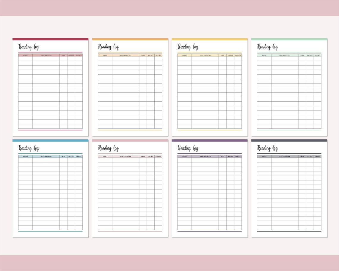 Printable Reading Log, Print at Home Reading List Planner for School ...