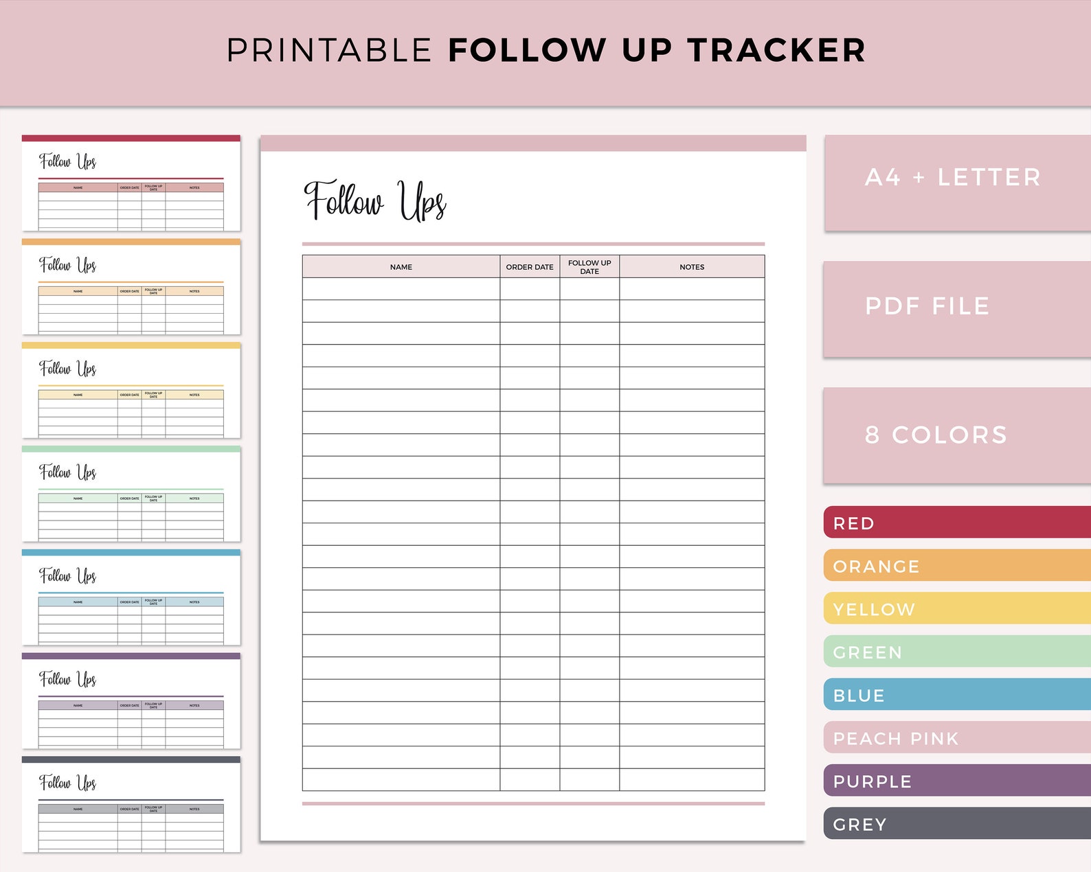 Printable Follow up Sheet, Business Follow Ups, Small Business Customer ...