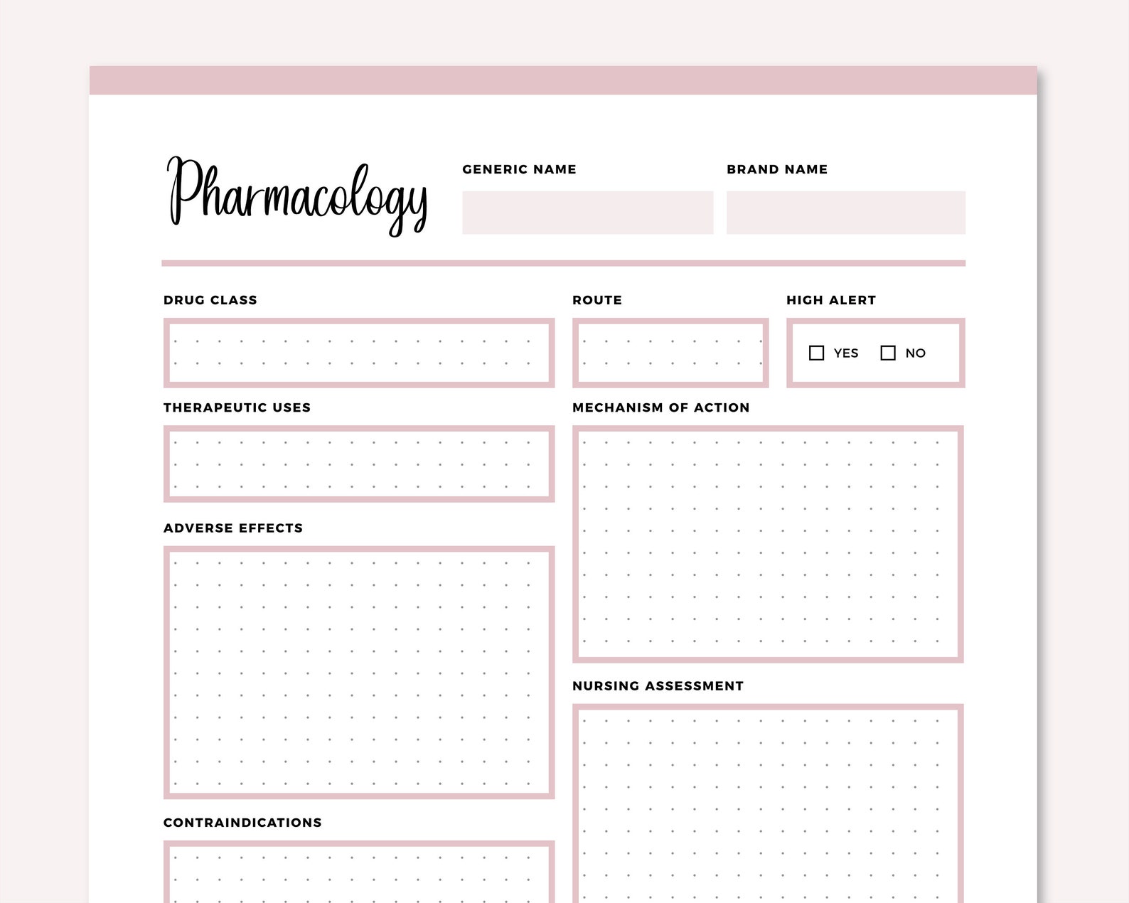 Printable Pharmacology Template For Nursing Student Student Etsy Espa a