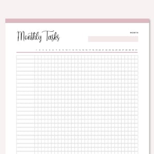 Printable Monthly Task Sheet, Task Checklist, to Do List, Business ...