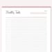 Printable Monthly Task Sheet, Task Checklist, to Do List, Business ...