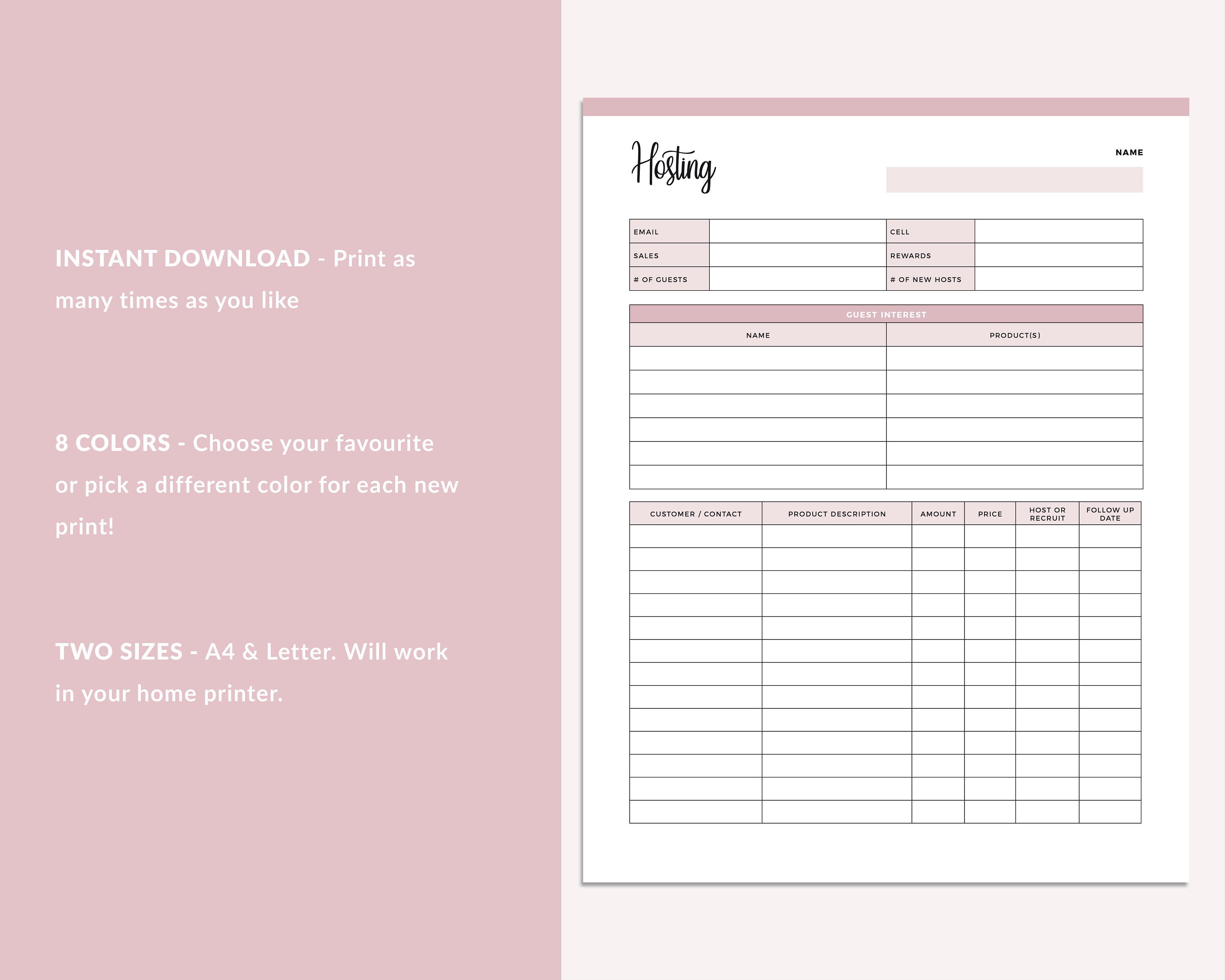 MLM Event Sales Sheet Printable Event Hosting Record Direct - Etsy