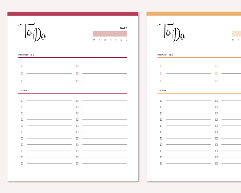 Printable to Do List Daily Weekly To-do Pdf Planner - Etsy