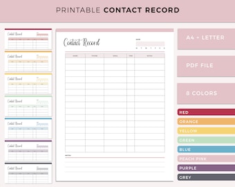 Contact Log Printable Client Communication Tracker Business ...
