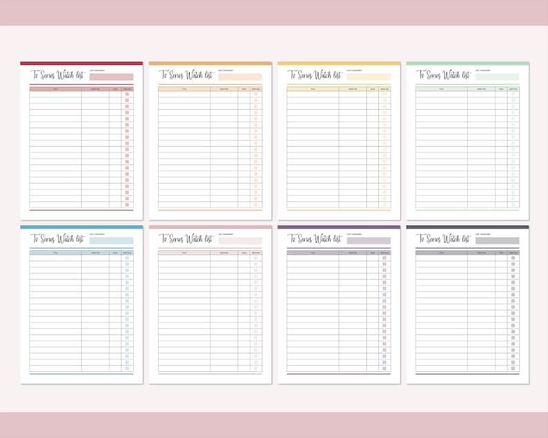 TV Series Watchlist Printable Television Show Watch List TV - Etsy