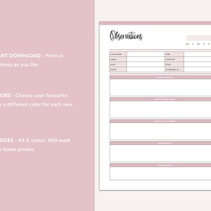 Printable Yoga Class Observations, Yoga Instructor Planner, Pilates ...