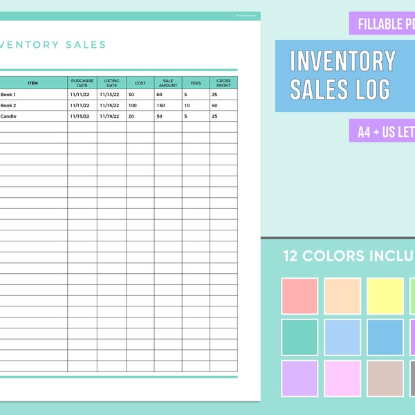 Inventory Tracker Template Printable Reseller Inventory Log Sheet ...
