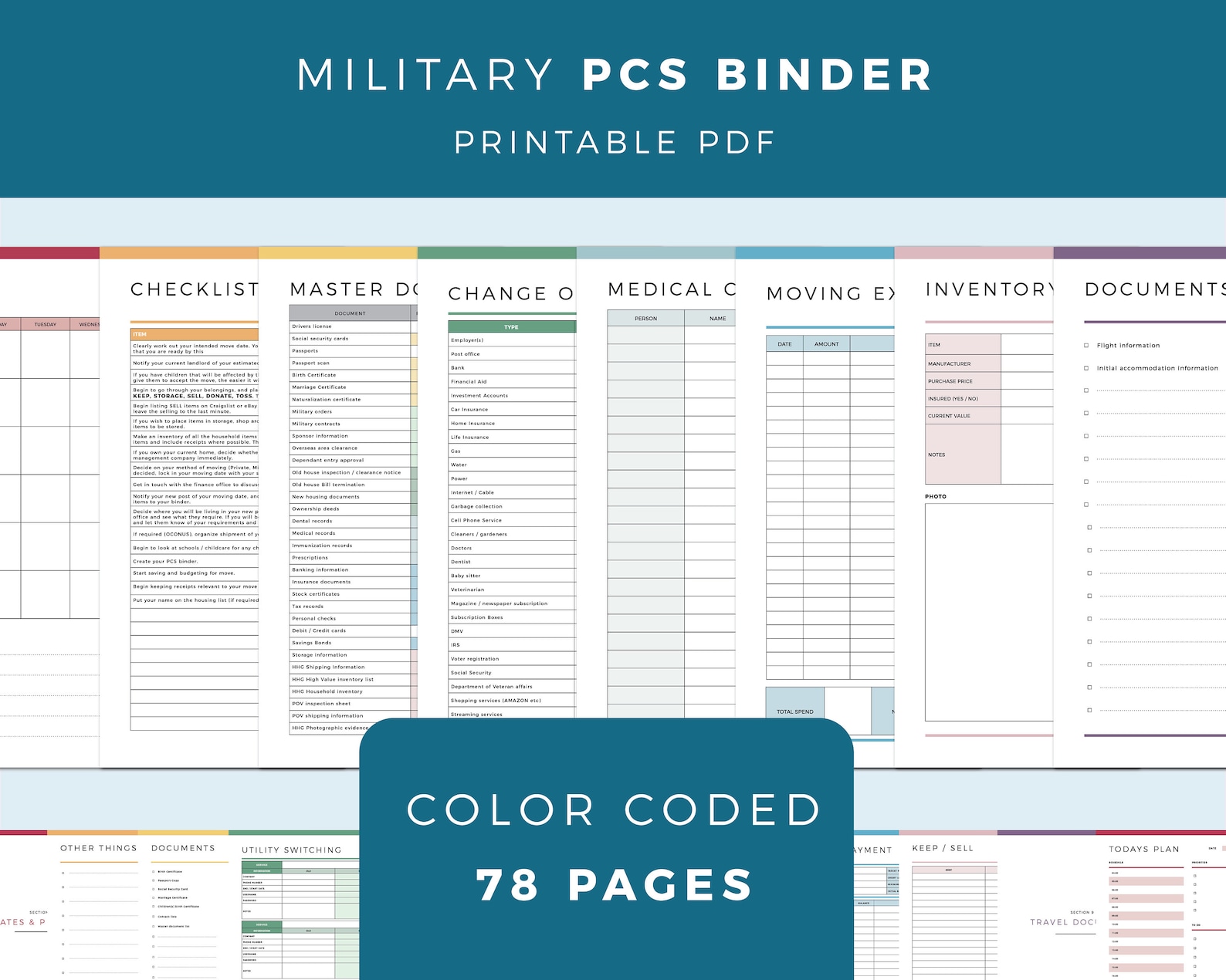 PCS Binder Printable, PCS Checklist, Military Move Planner, Military ...