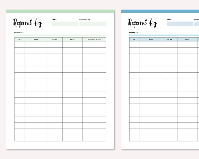 Printable Referral Tracker, Client Referral Tracking, Referrals ...