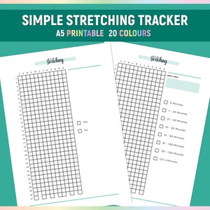 A5 Stretching Tracker, Printable Body Stretches Journal, Simple Yoga ...
