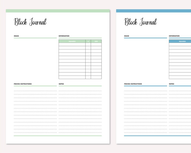 Printable Quilt Block Journal - Etsy