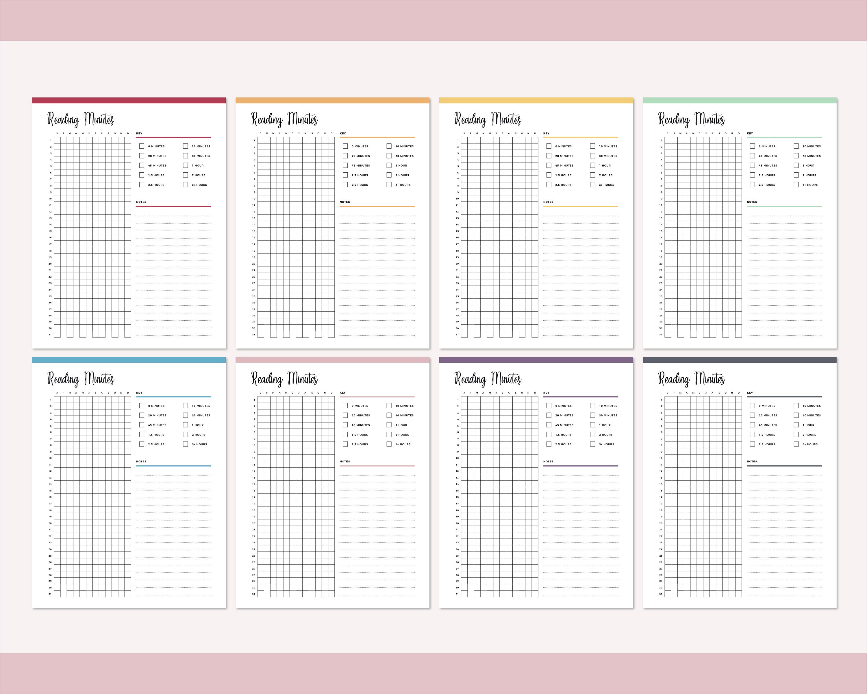 Book Reading Minutes Tracker Printable Reading Journal | Etsy