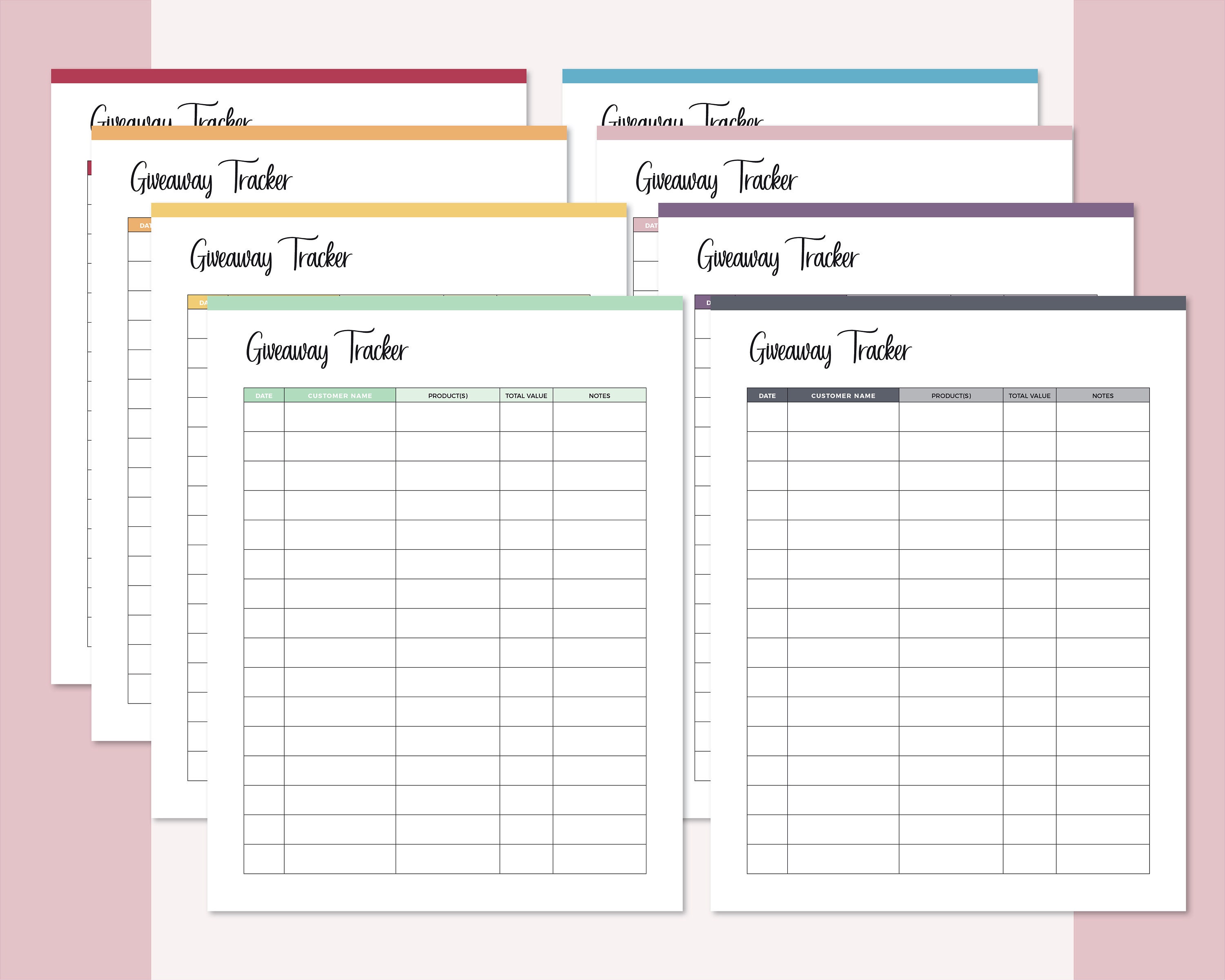 Giveaway Tracker Printable Business Planner Blog Planner | Etsy