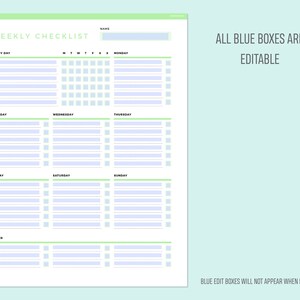 Editable Weekly Checklist Printable, Fillable to Do List , Weekly ...