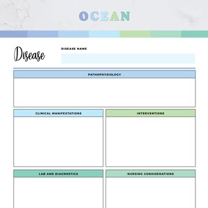 Printable Nursing Student Disease Process Template, Nursing School ...