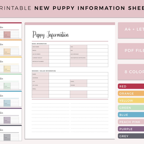 Puppy Log Template - Etsy