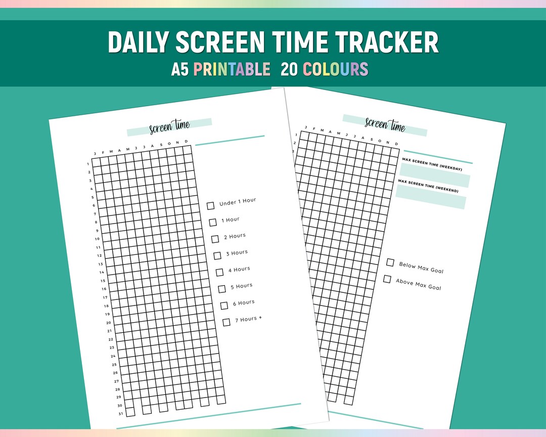 A5 Screen Time Tracker, Printable Reduce Screen Time Journal, Simple ...