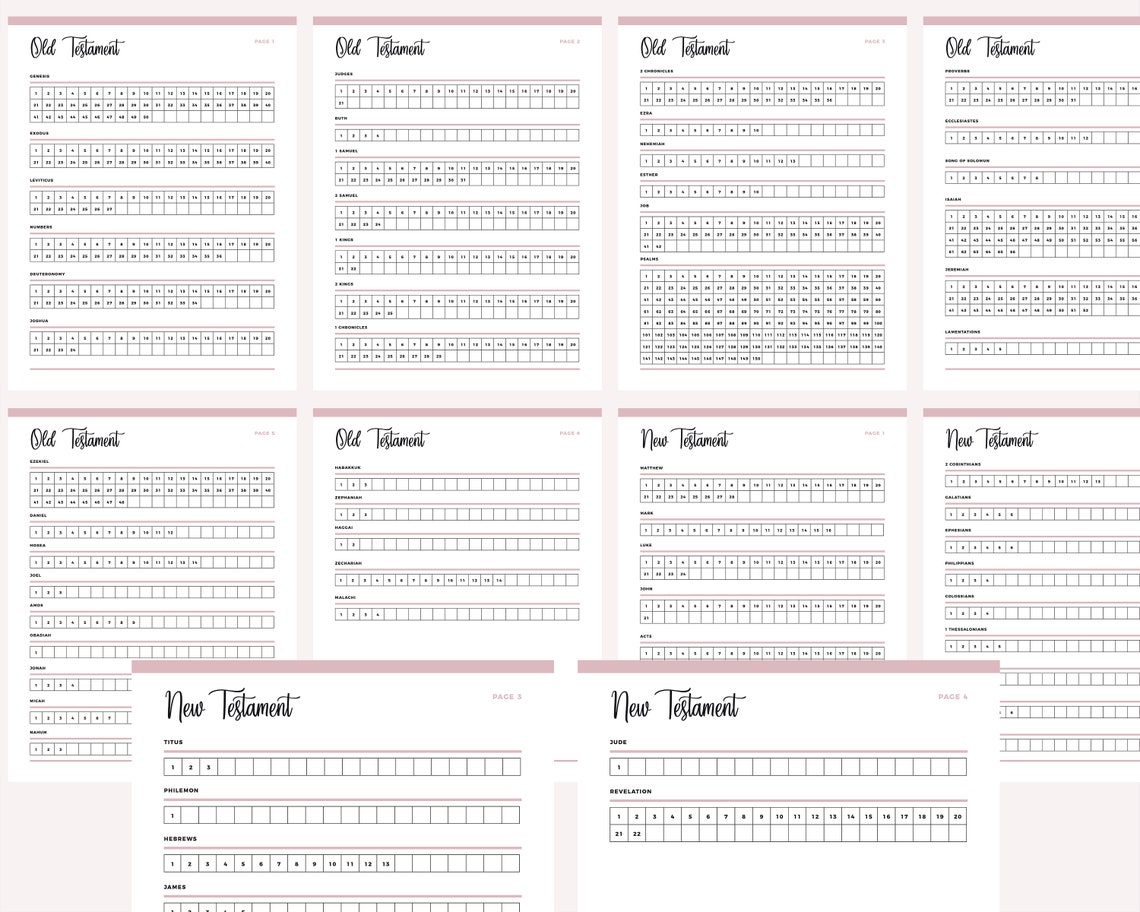 Bible Chapter Checklist Printable Bible Journaling Bible - Etsy