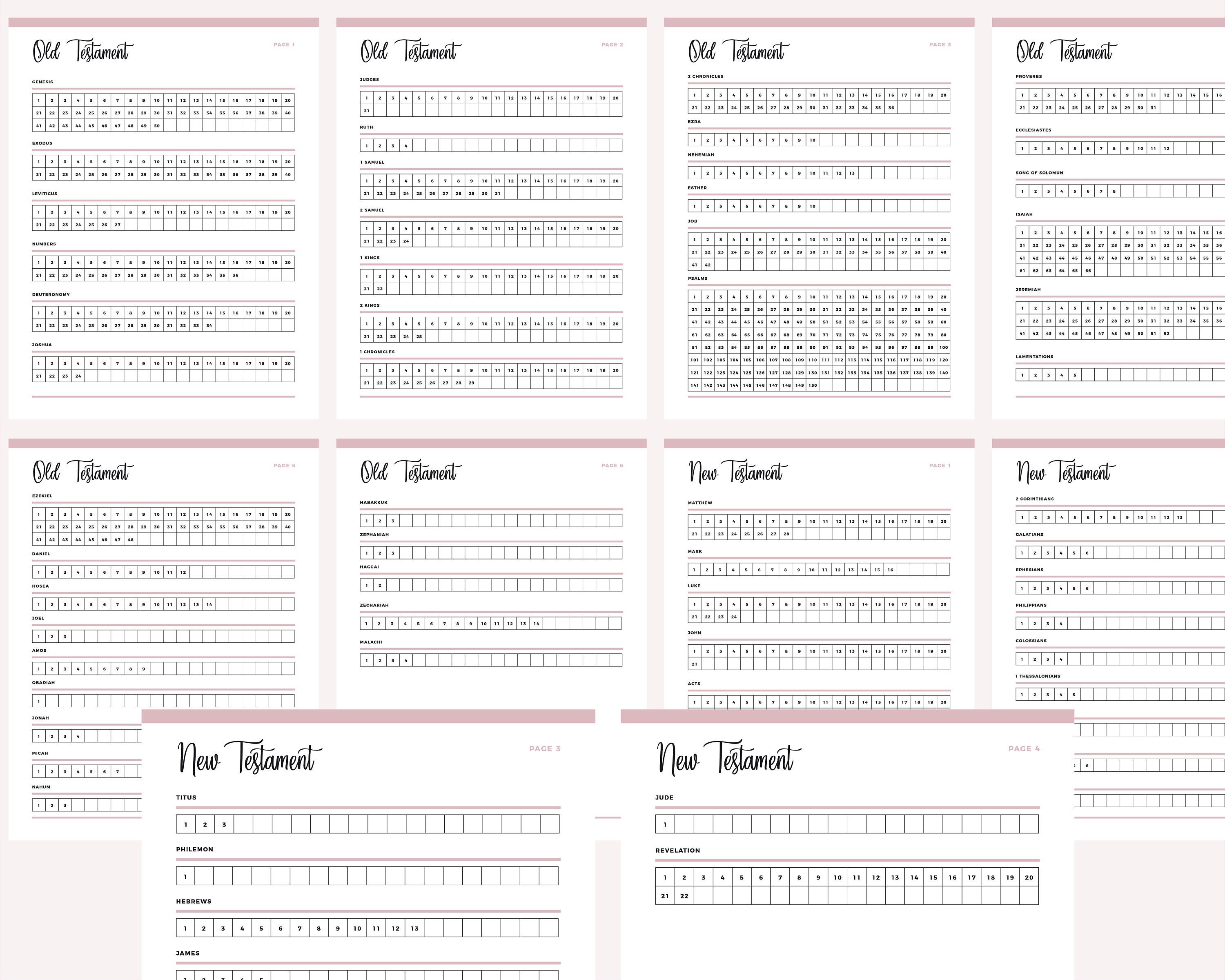 Bible Chapter Checklist Printable Bible Journaling Bible - Etsy