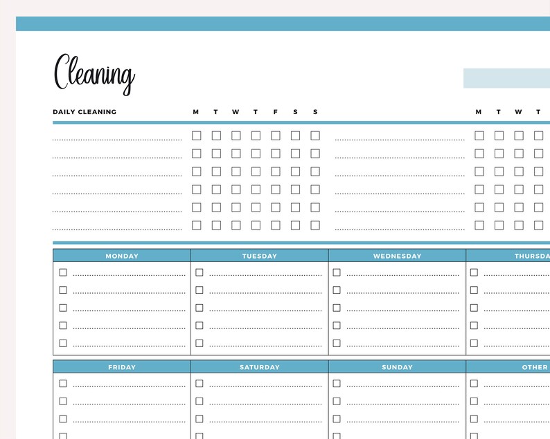Printable Daily Cleaning Checklist Declutter Tracker Cleaner - Etsy