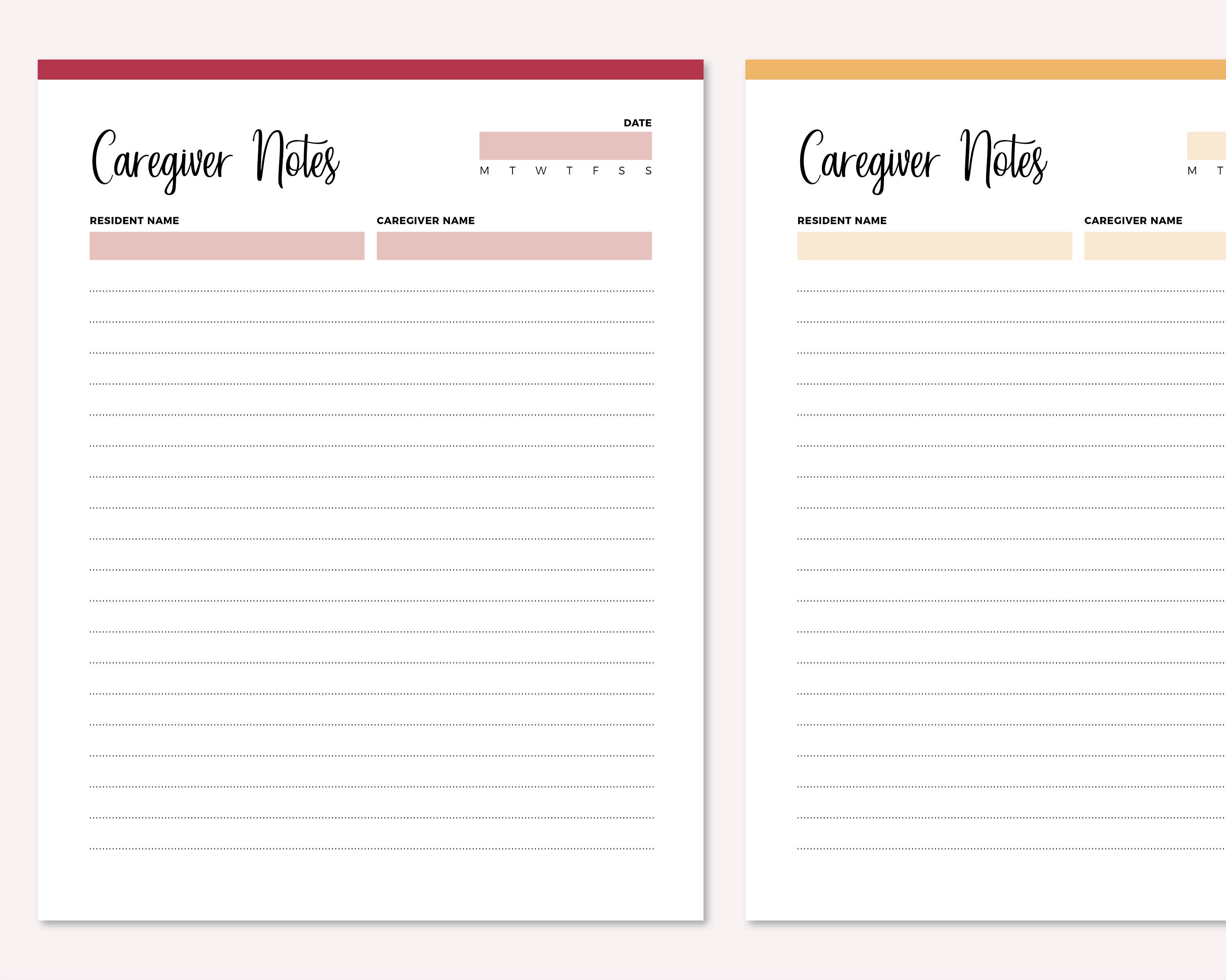 Caregiver Notes Printable Care Giver Note Taking Skeet Notes - Etsy