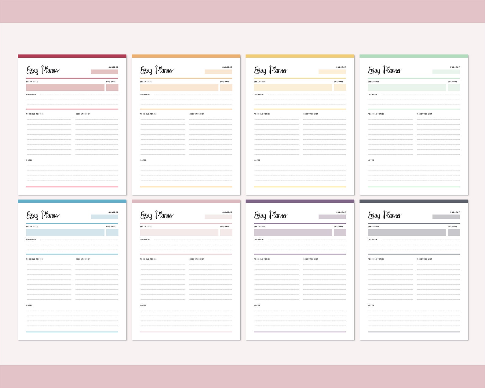 Printable Essay Planner Print at Home Exam Prep Page College - Etsy