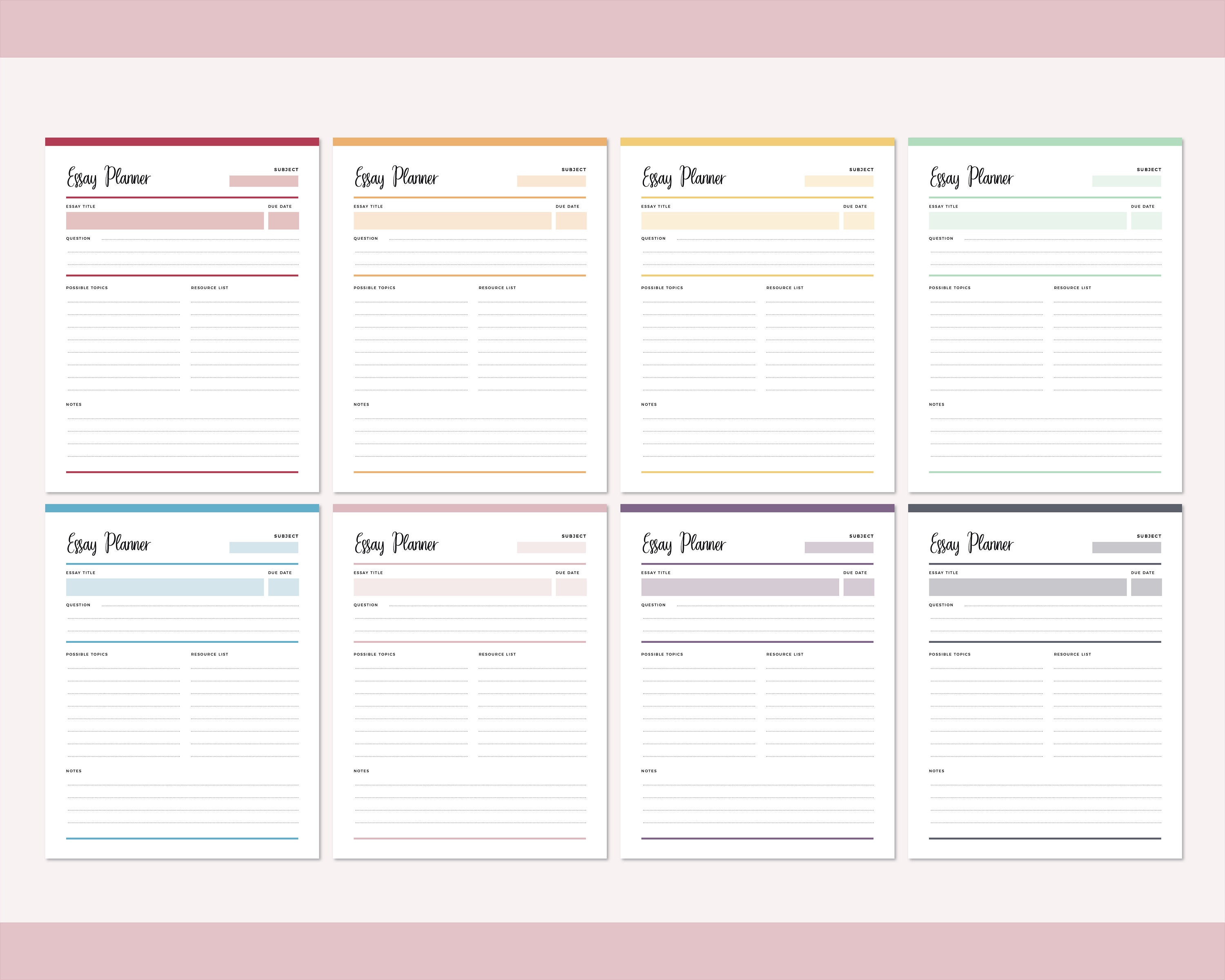 Printable Essay Planner Print at Home Exam Prep Page College - Etsy