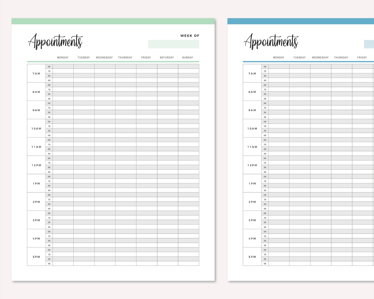 Printable Appointment Book Print at Home Timeslot Booking - Etsy