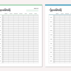 Printable Appointment Book, Print at Home Timeslot Booking Template for ...