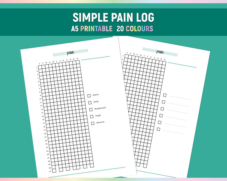 A5 Chronic Pain Tracker, Printable Pain Journal, Simple Body Ache Chart ...
