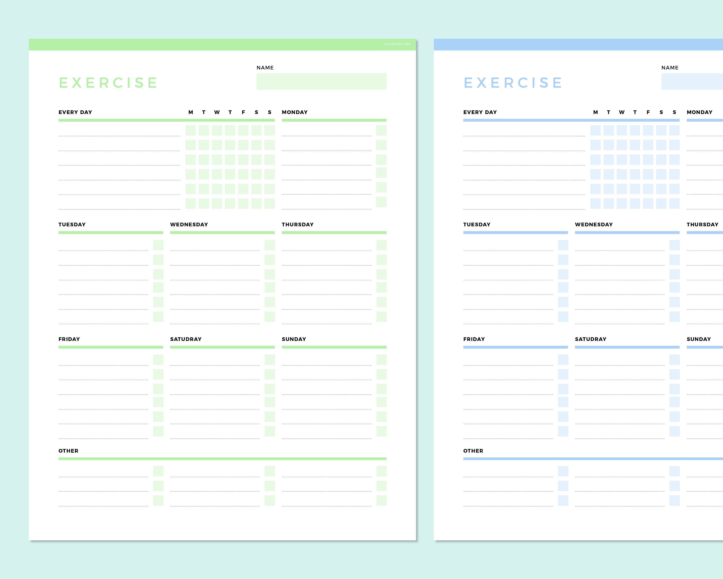Editable Exercise Tracker Printable, Fillable Daily Exercise Checklist ...