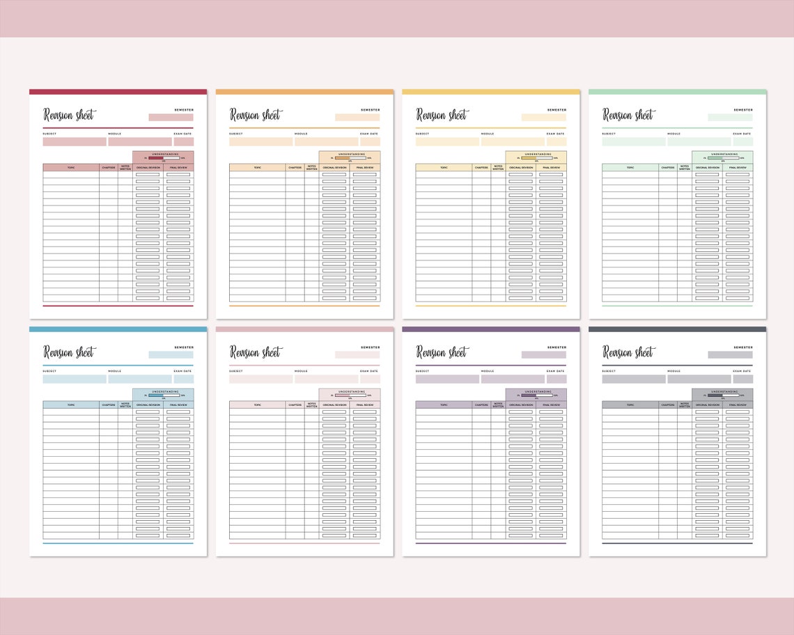 Printable Revision Checklist, Print at Home Study Sheet, School and ...