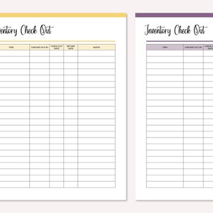 Printable Inventory Sign Out Sheet, Check Out Form, Checkout List ...
