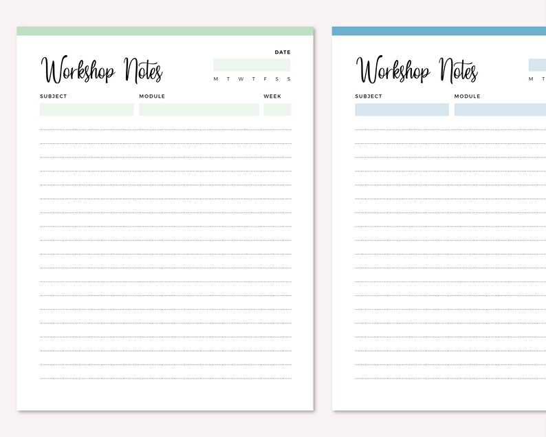 Printable University Workshop Notes Print at Home College - Etsy