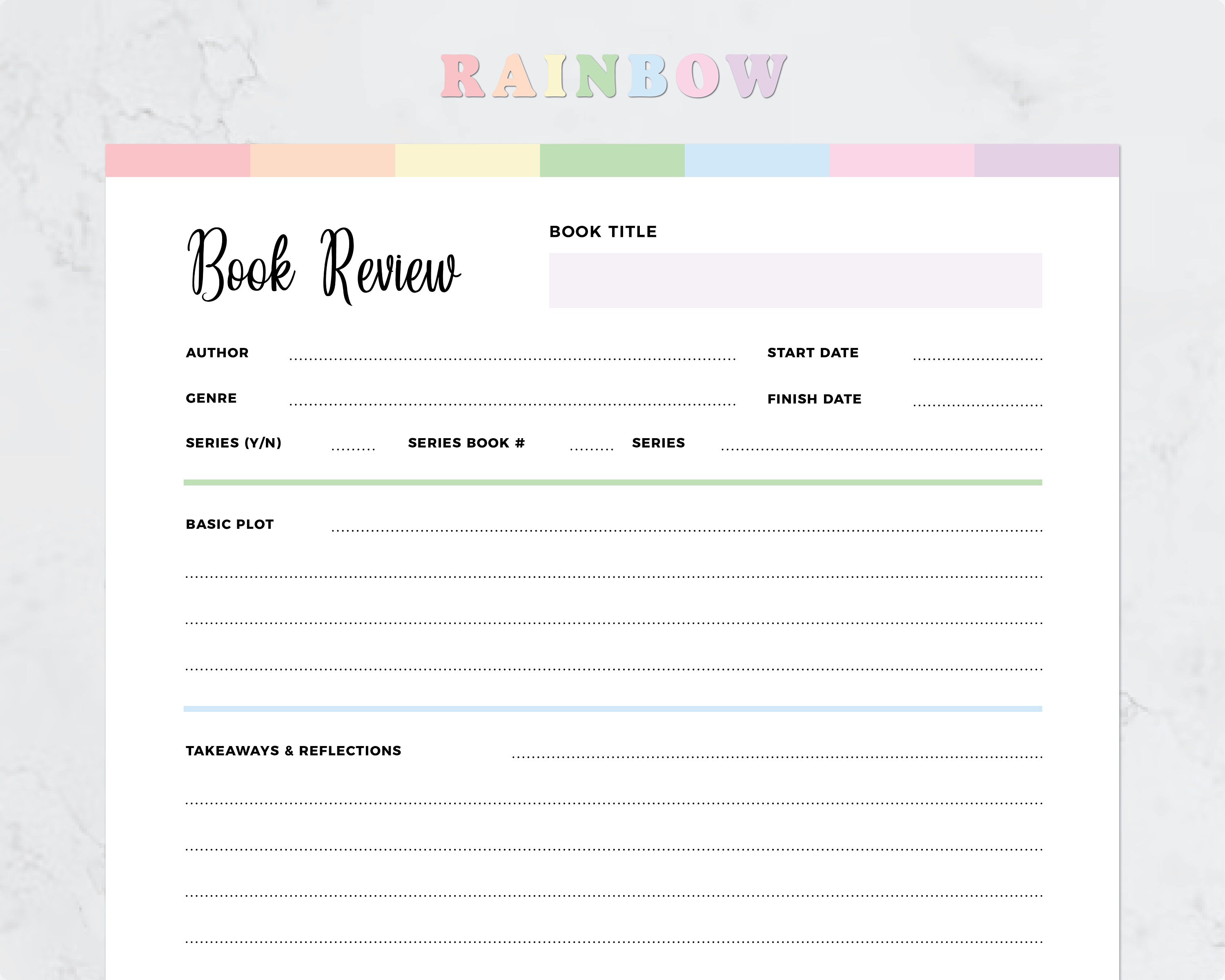 Book Review Template Printable | Book Report Reading Planner - Etsy