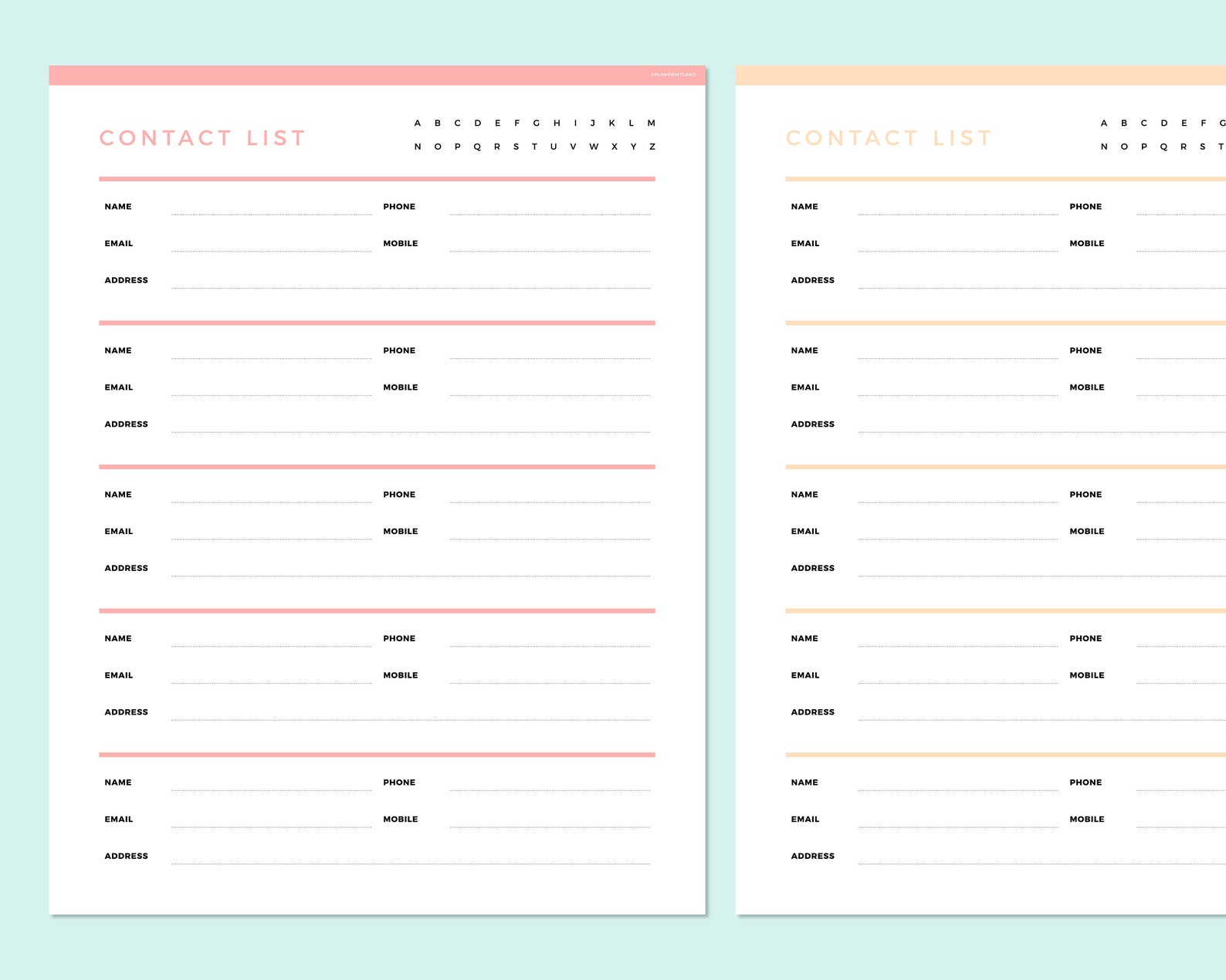 Editable Contact List Printable, Fillable Address Book Template ...