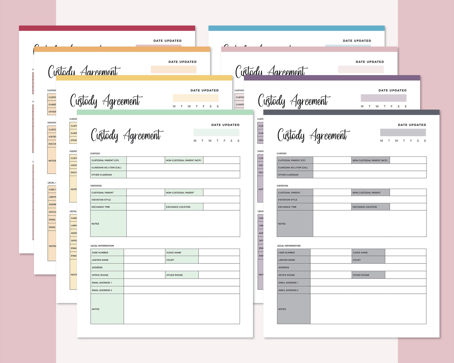 Printable Child Custody Agreement Custody Battle Legal Sheet - Etsy