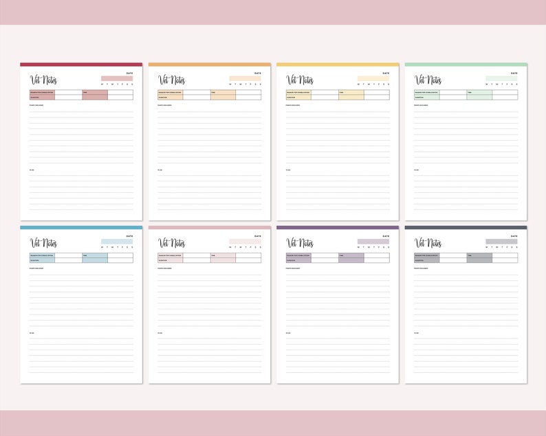 Printable Pet Visit Log Vet Notes Veterinarian Visitation | Etsy