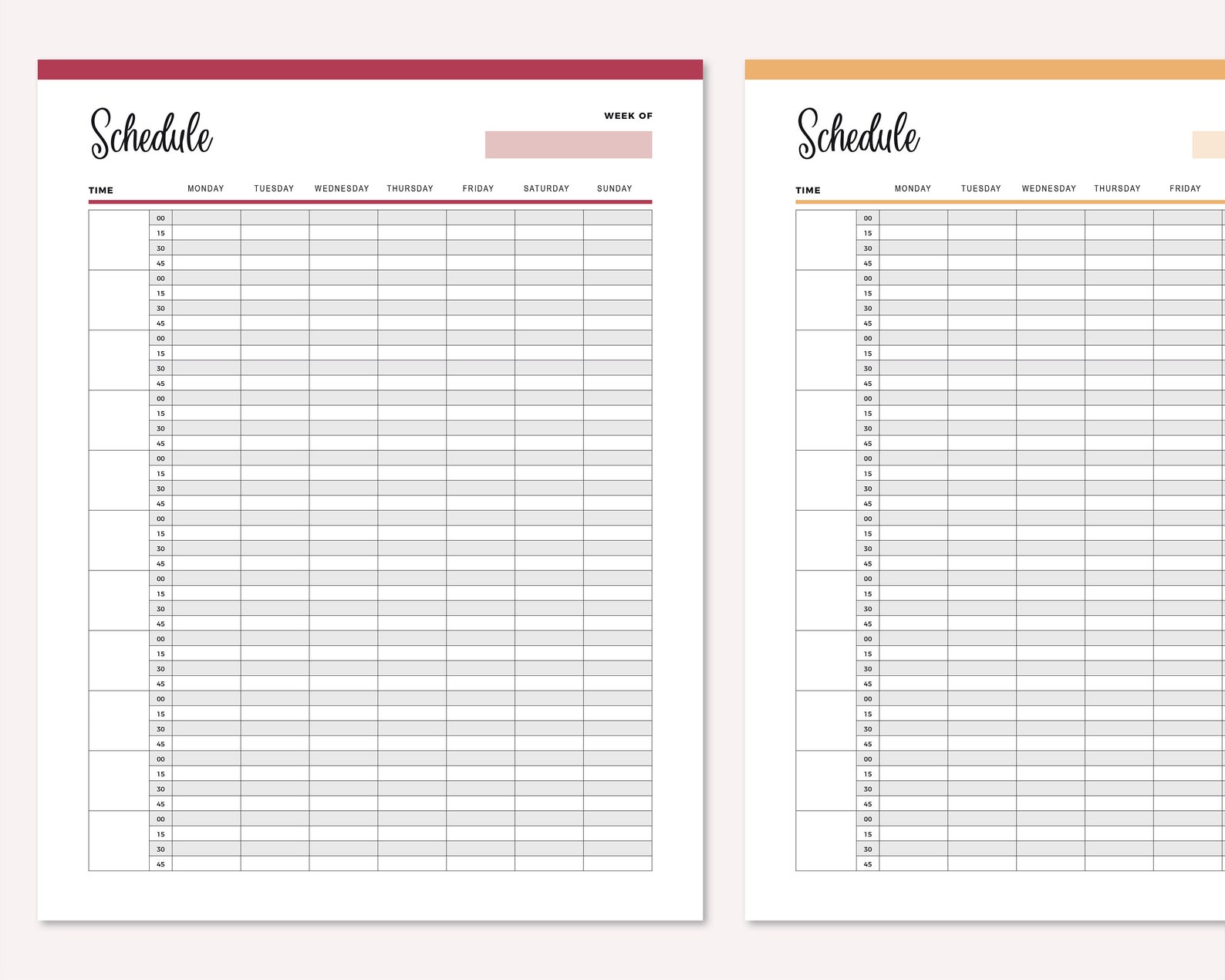 Blank Hour Printable Appointment Book, 15 Minute Increments, Weekly ...