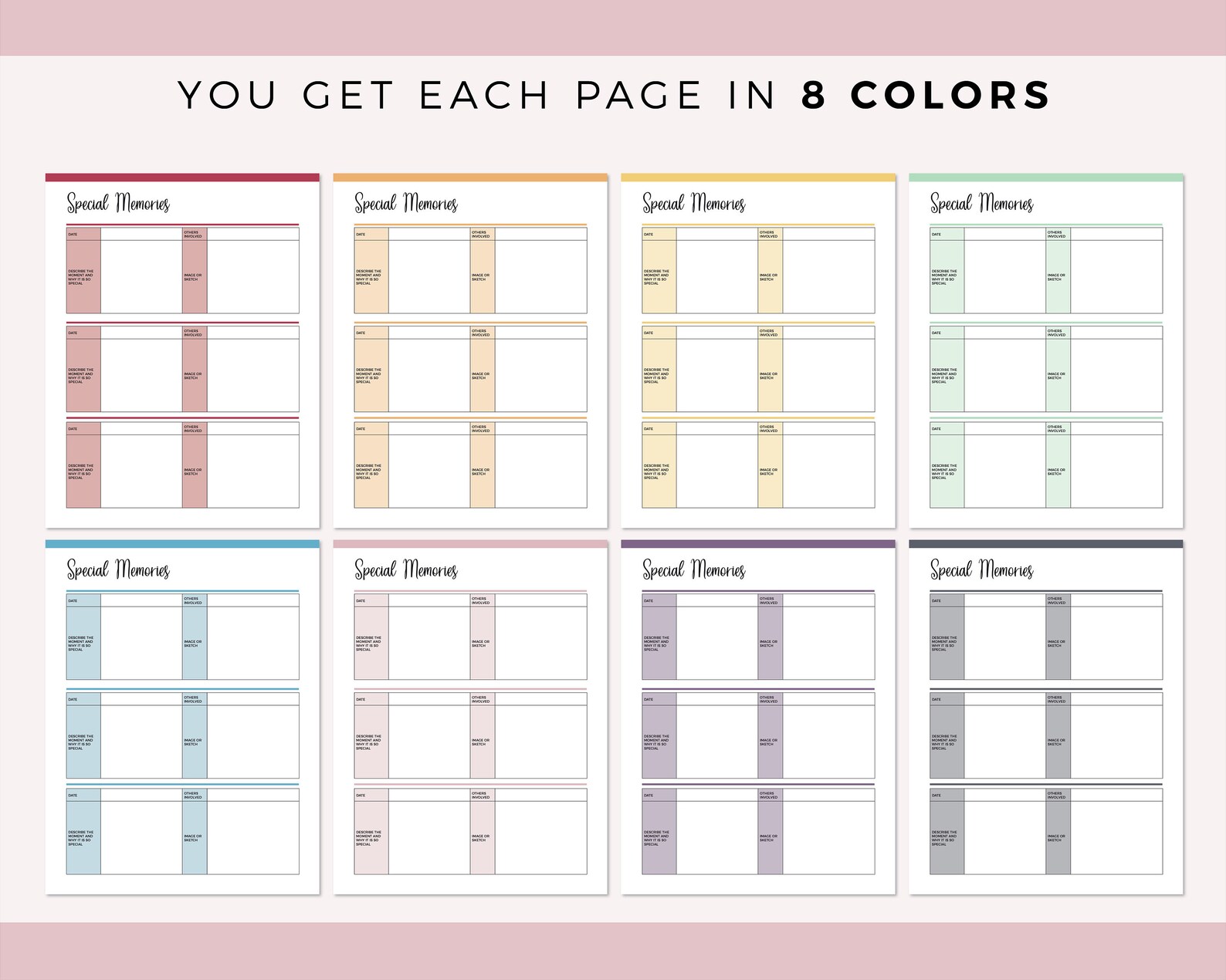 Printable Special Memories Diary, My Moments, Gratitude Journal ...