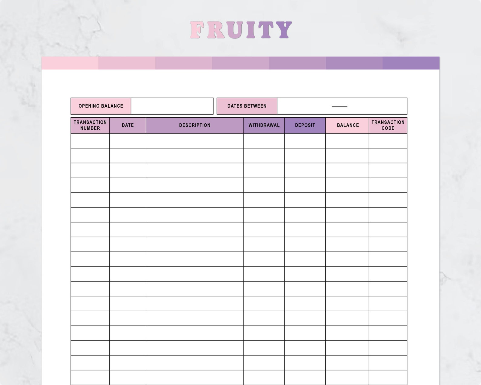 Printable Checkbook Register PDF, Check Book Balance Log, Account ...