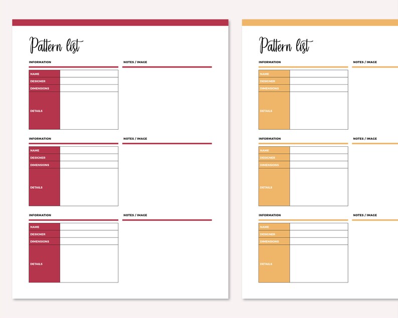 Printable Sewing and Quilting Fabric Pattern List - Etsy