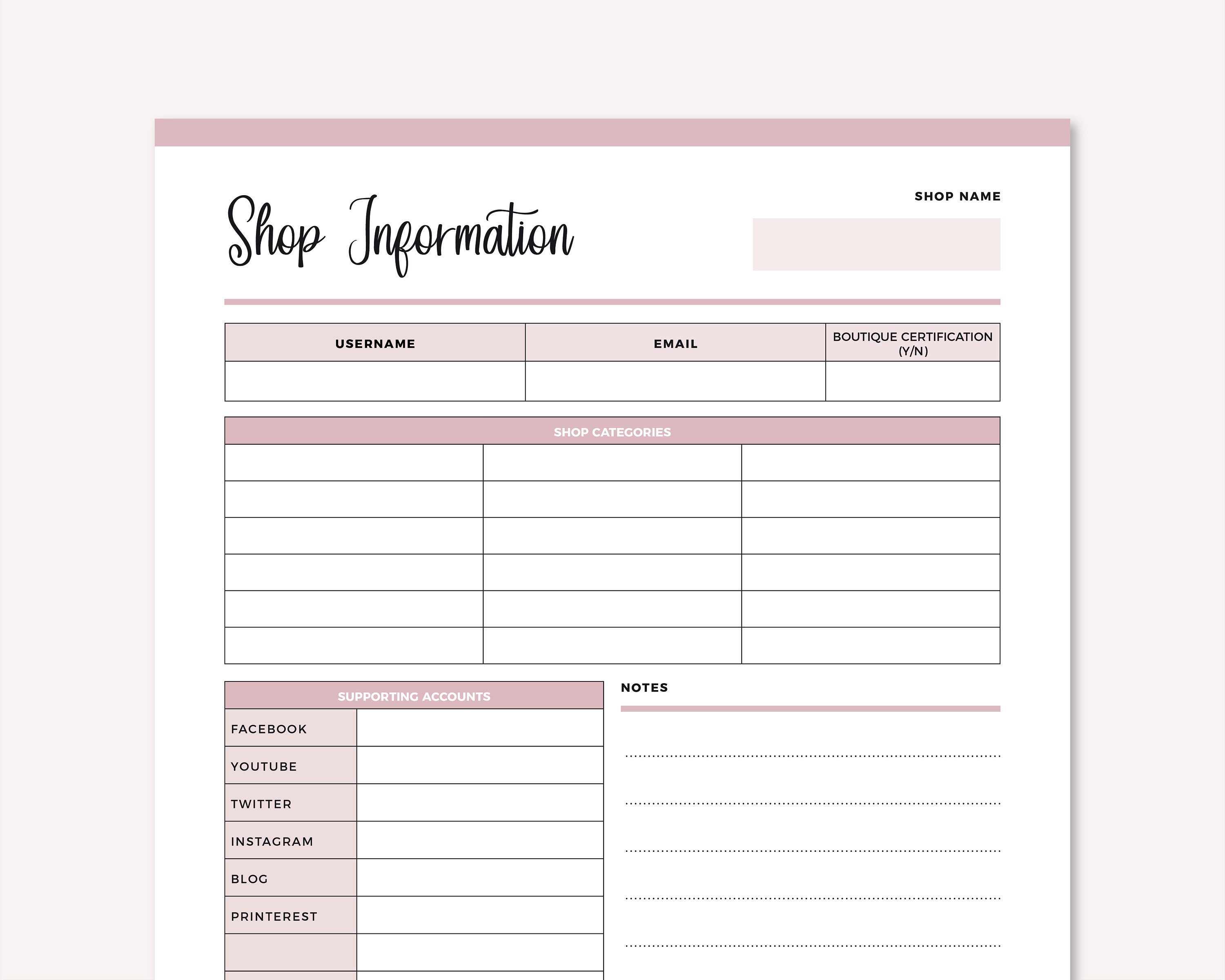 Online Shop Information Printable Online Store Business - Etsy