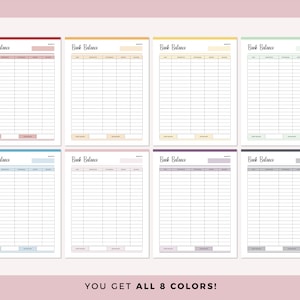 Printable Bank Balance Sheet, Savings Tracker, Banking Record, Finance ...