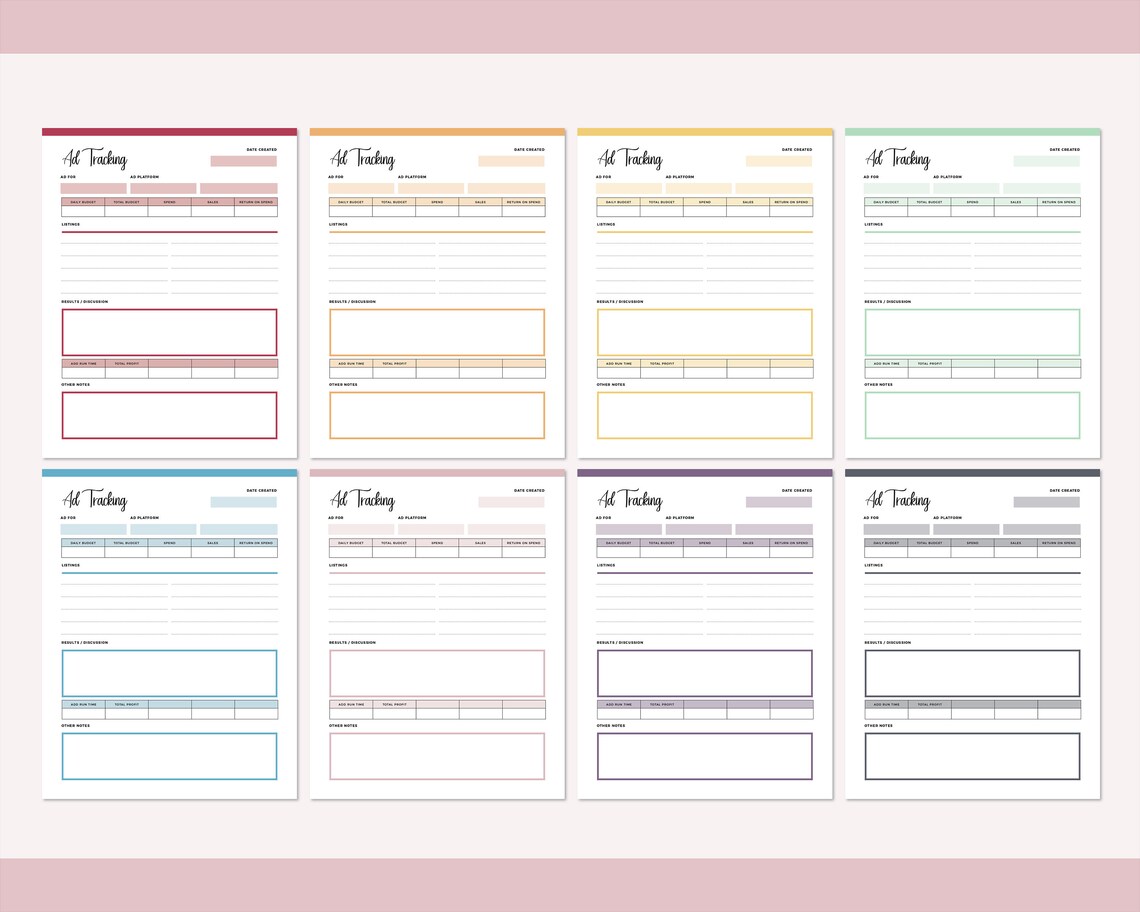 Printable Ad Tracking, Ad Tracker, Social Media Ad Tracking ...