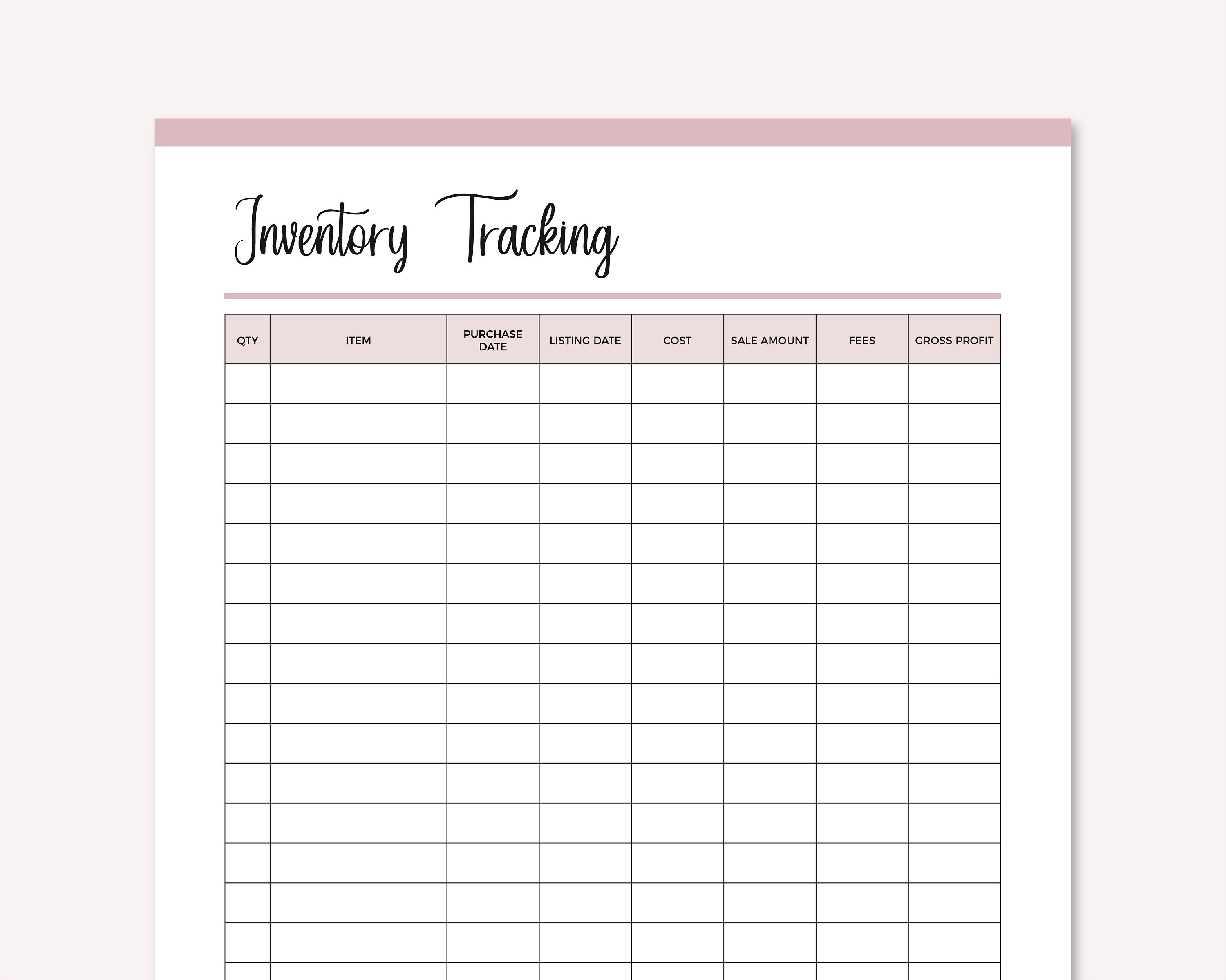 Printable Inventory Tracking Sheet Inventory Tracker - Etsy